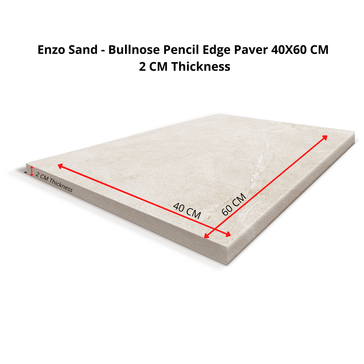 Enzo Sand Bullnose Pencil Edge 600x400mm Anti-Slip Stone Look Porcelai ...